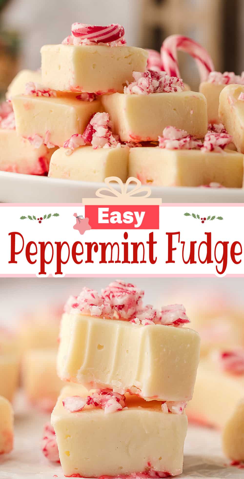 Easy White Chocolate Peppermint Fudge - My Organized Chaos